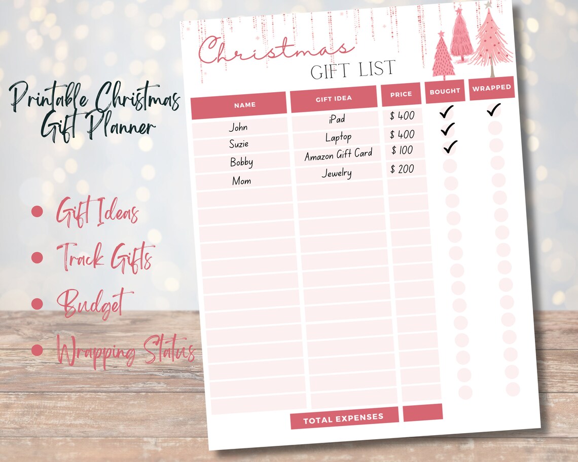 Printable Christmas Gift Planner Organize Your Holiday - Etsy