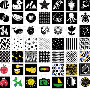 High Contrast Cards for Newborns Black and White Infant Visual ...