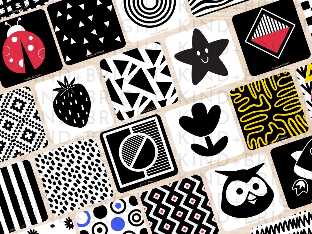 High Contrast Cards for Newborns Black and White Infant Visual ...