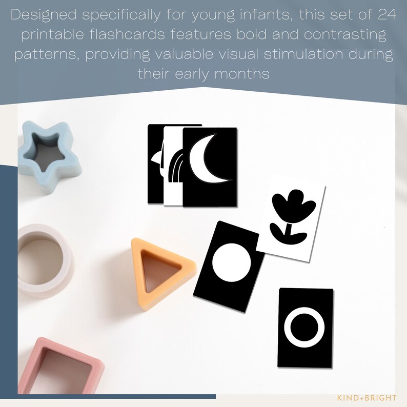 Set of 24 High Contrast Printable PDF Infant Development Cards Black ...