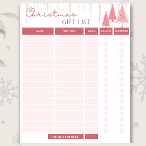 Printable Christmas Gift Planner Organize Your Holiday Shopping With ...
