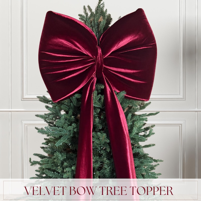 Oversized Burgundy Velvet Bow for Tree, Christmas Tree Bow, Christmas ...
