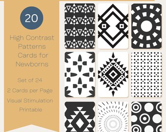 High Contrast Cards for Newborns Black and White Baby Cards - Etsy