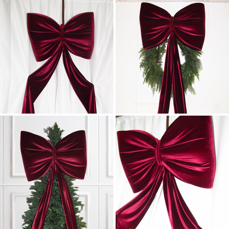 Oversized Burgundy Velvet Bow for Tree, Christmas Tree Bow, Christmas ...