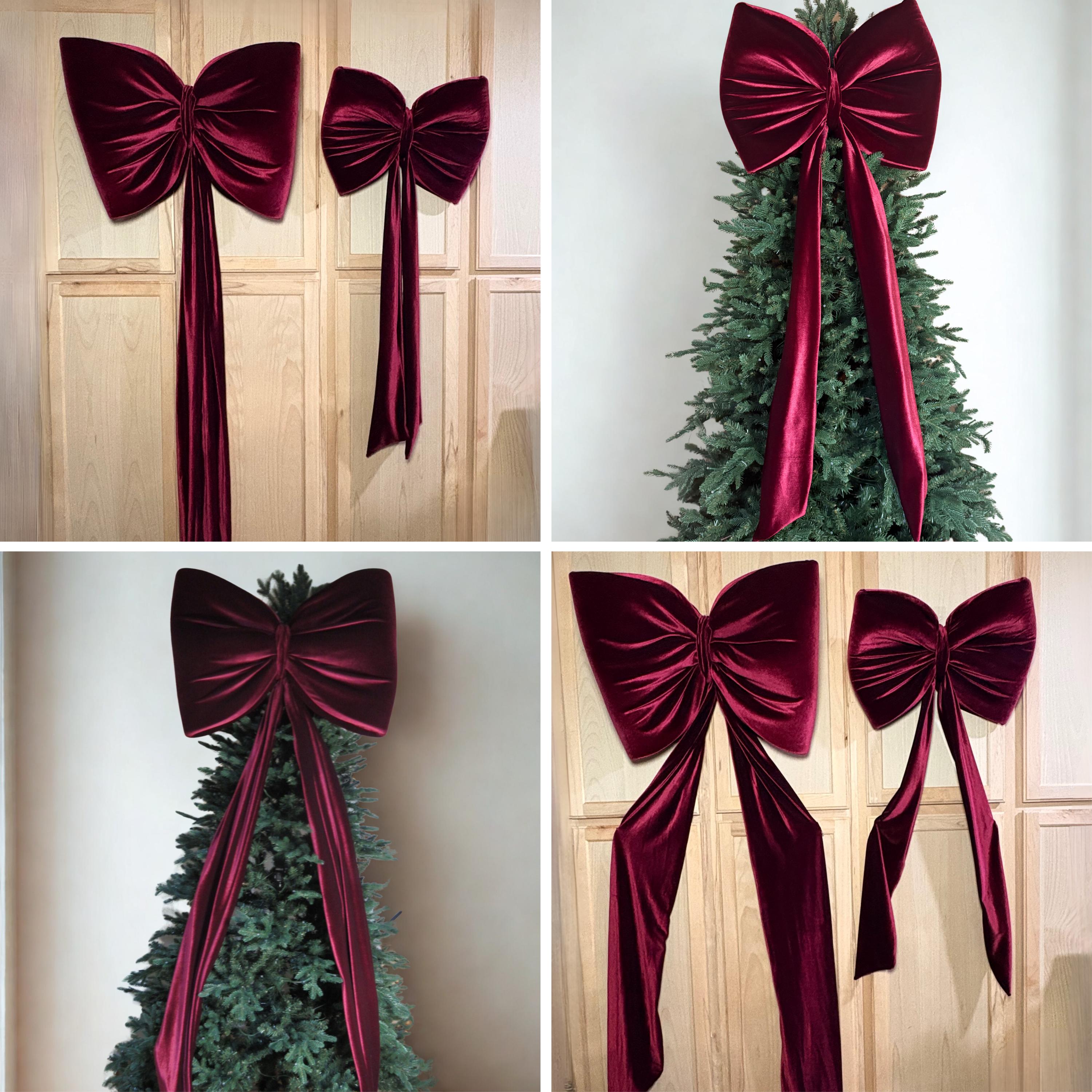 Oversized Burgundy Velvet Bow for Tree, Christmas Tree Bow, Christmas ...