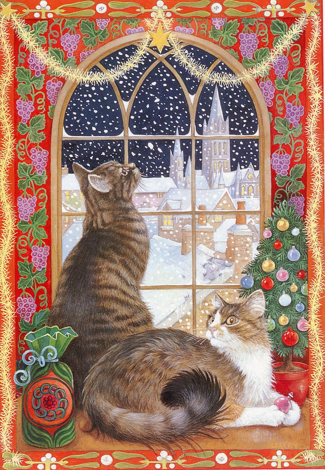 Lesley Anne Ivory Vintage Cat Print 1996 of a Homely Christmas Scene ...