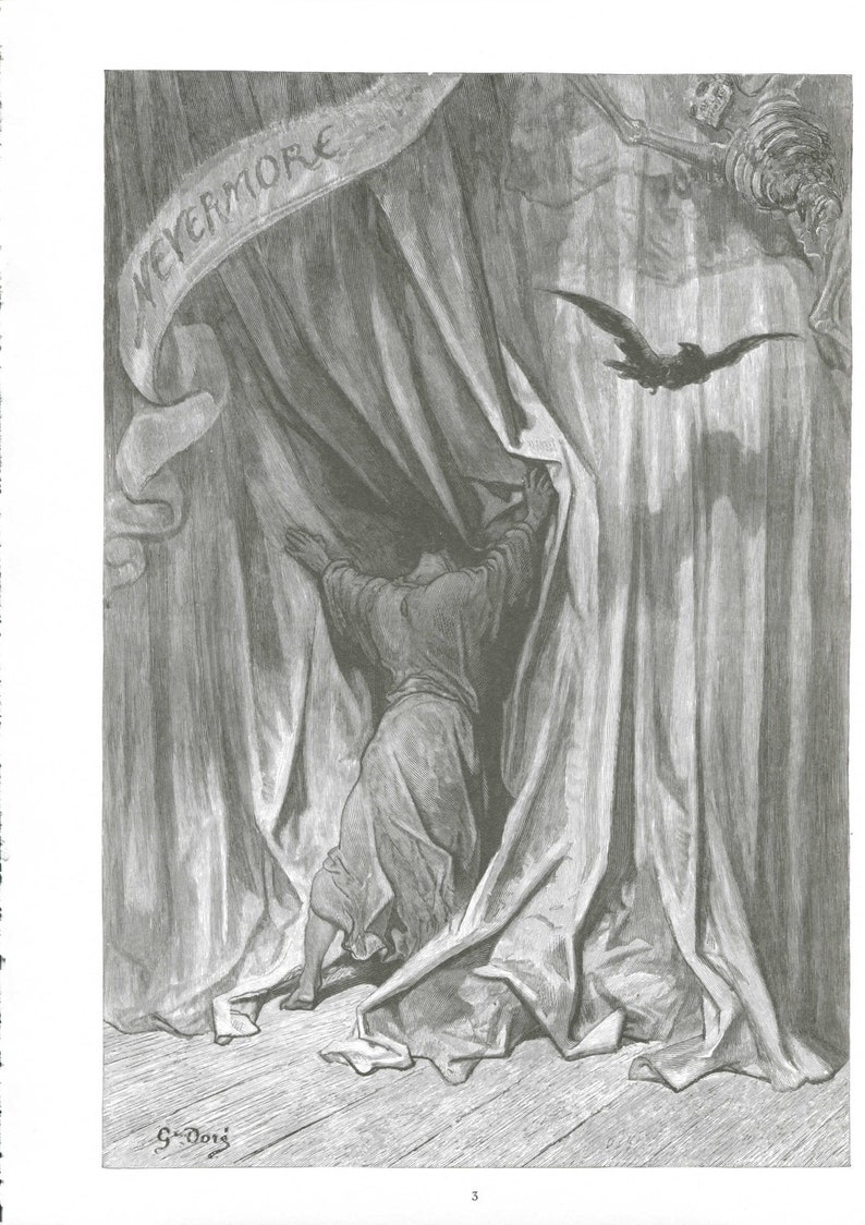 Gustave Dore Engraving – the Raven - Dore Print - Edgar Allan Poe ...