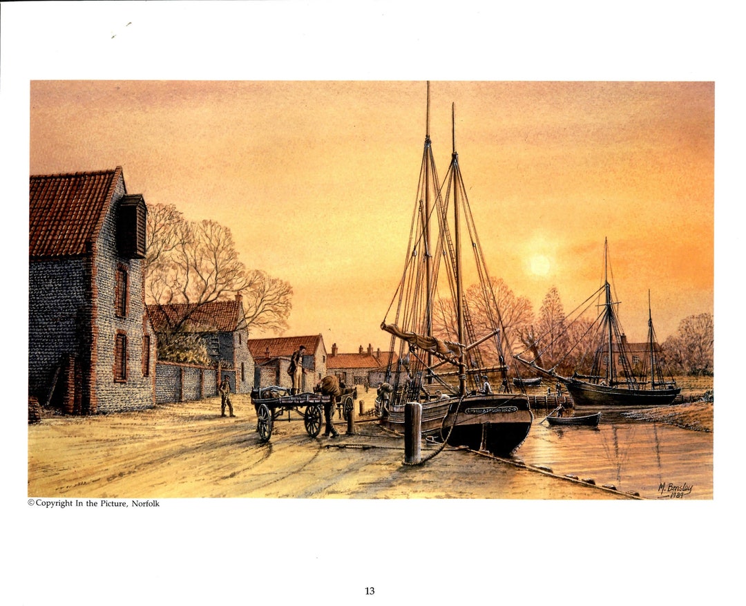 Mick Bensley Original Vintage Print of Norfolk Dated 1990 - Blakeney ...