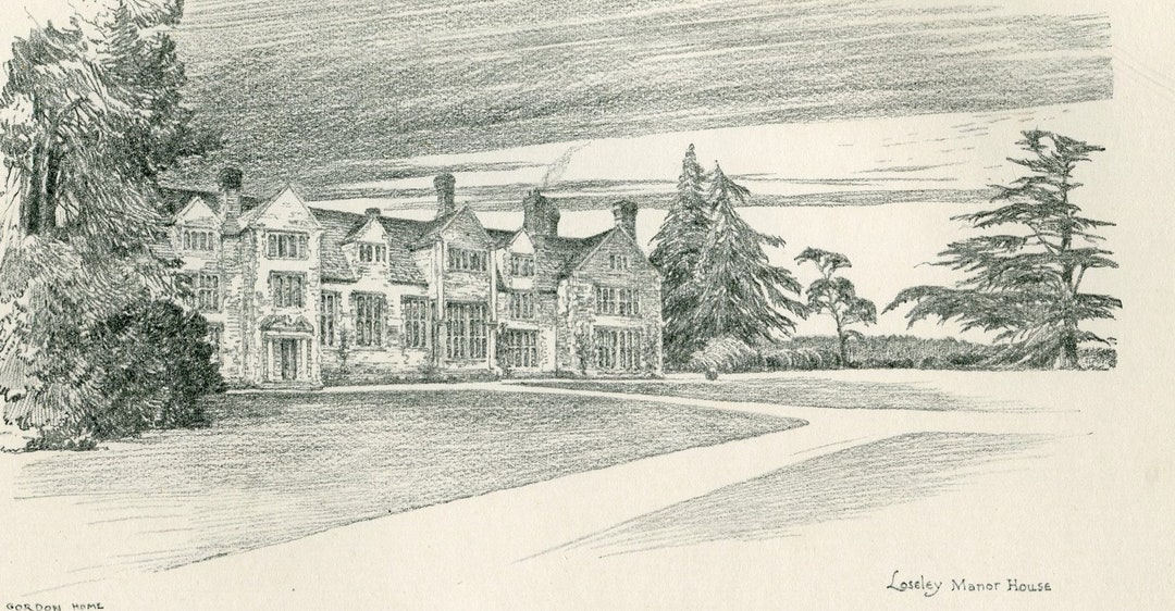 Gordon Home Etching of Loseley Manor 1929 Vintage Print Surrey View of ...