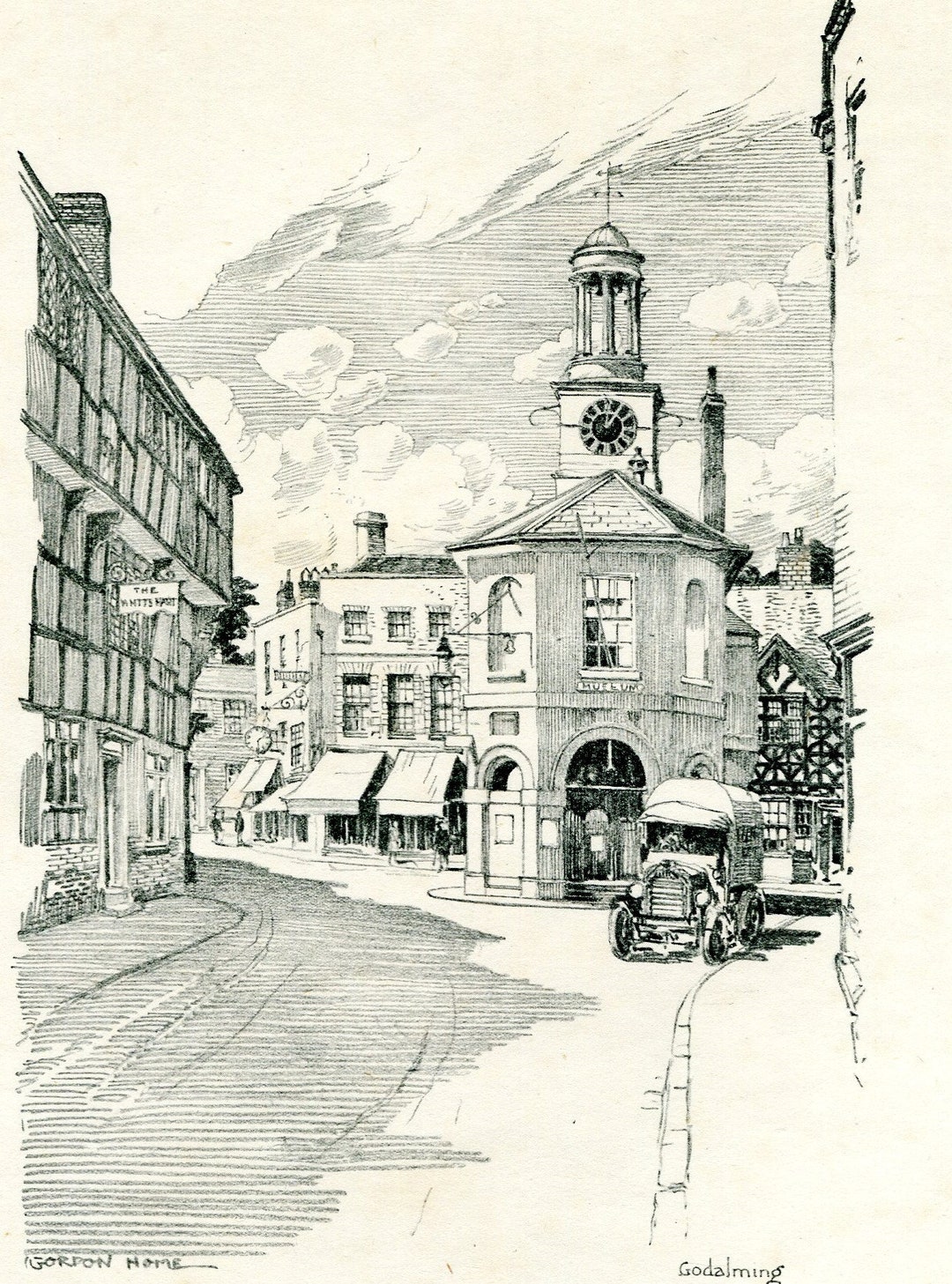 Gordon Home Etching of Godalming Pepper Pot 1929 Vintage Print - Surrey ...