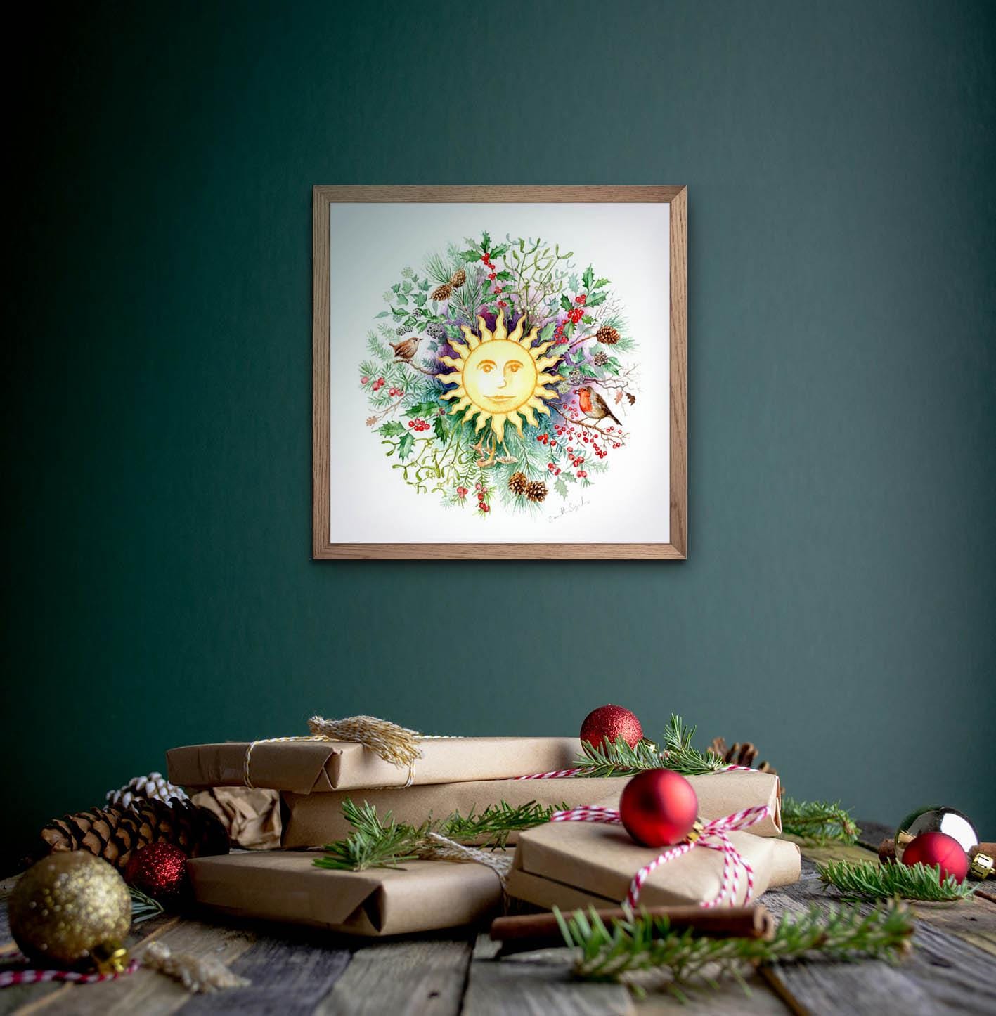 Winter Solstice Art Print, 30cm Square, Quality Digital Print, Sun and ...