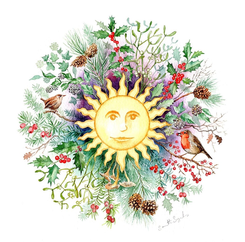 Winter Solstice Art Print, 30cm Square, Quality Digital Print, Sun and ...