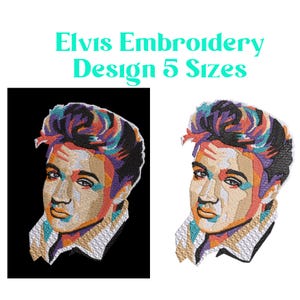 Elvis Presley Embroidery Design ,multi Colored Block Colour Design 5 X ...