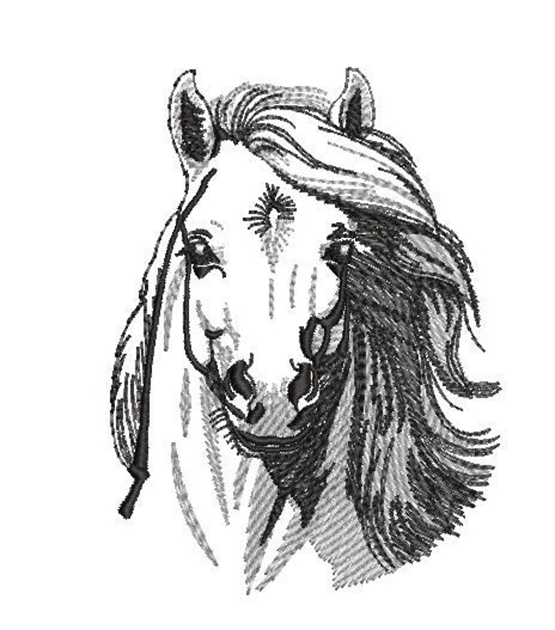 Horse Head EMBROIDERY Design, Horse Embroidery Designs, Equine Head ...
