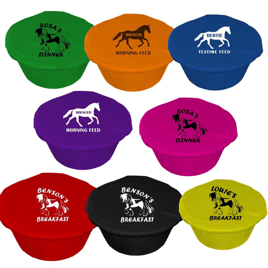 Feed Bucket Covers Personalised | Feed Bowl Covers| 2 Designs, Horse ...