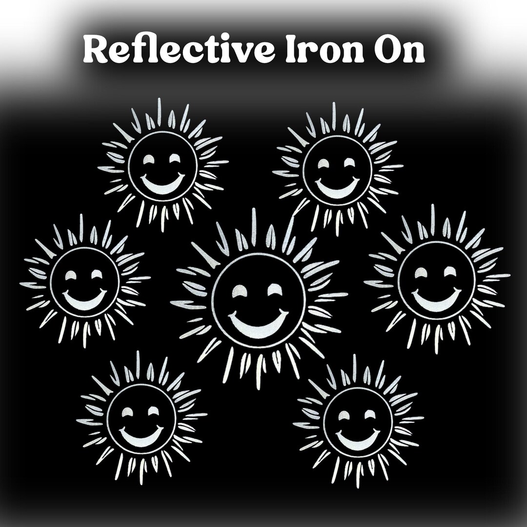 Sunshine Reflective Iron on Decals, Sun Transfers for Clothes, Back ...