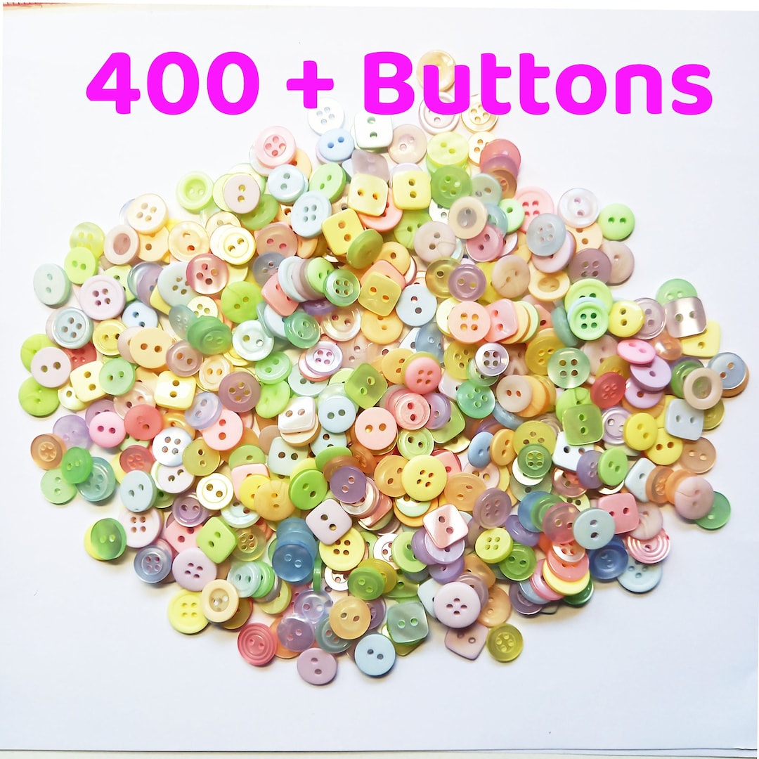 Small Craft Buttons, Pastel Mix, 400 Buttons per Pack Various Sizes ...