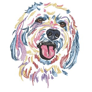 Cockapoo Machine Embroidery Design, Rainbow Dog Head Design, Embroidery ...