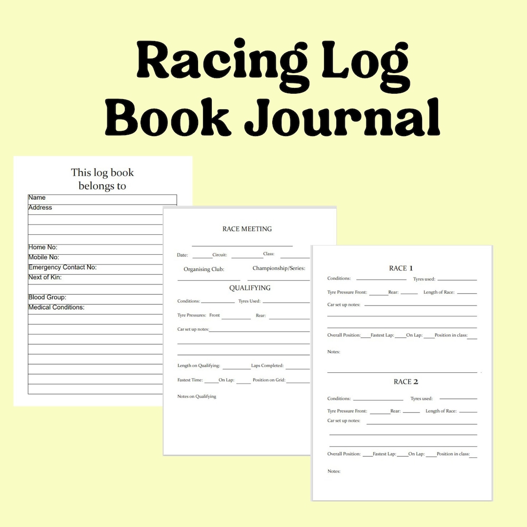 Race Tracker Karting Log Book Journal PDF Kart Racing Car - Etsy