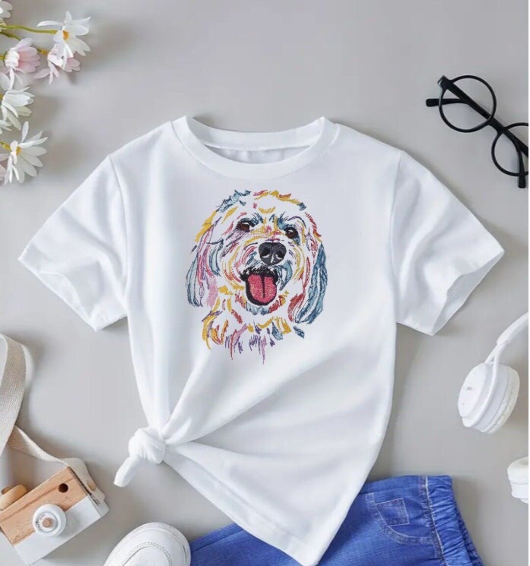 Cockapoo Machine Embroidery Design, Rainbow Dog Head Design, Embroidery ...