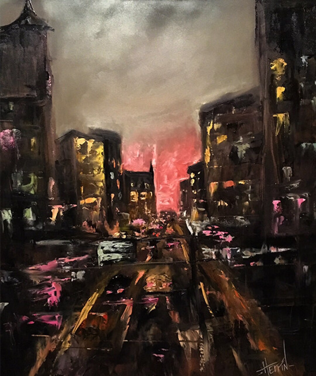 Large City Painting Abstract Modern City Art Original Oil - Etsy