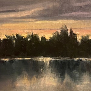 Tonalist Landscape Oil Painting Original Sunset Art, Impressionist Sky ...