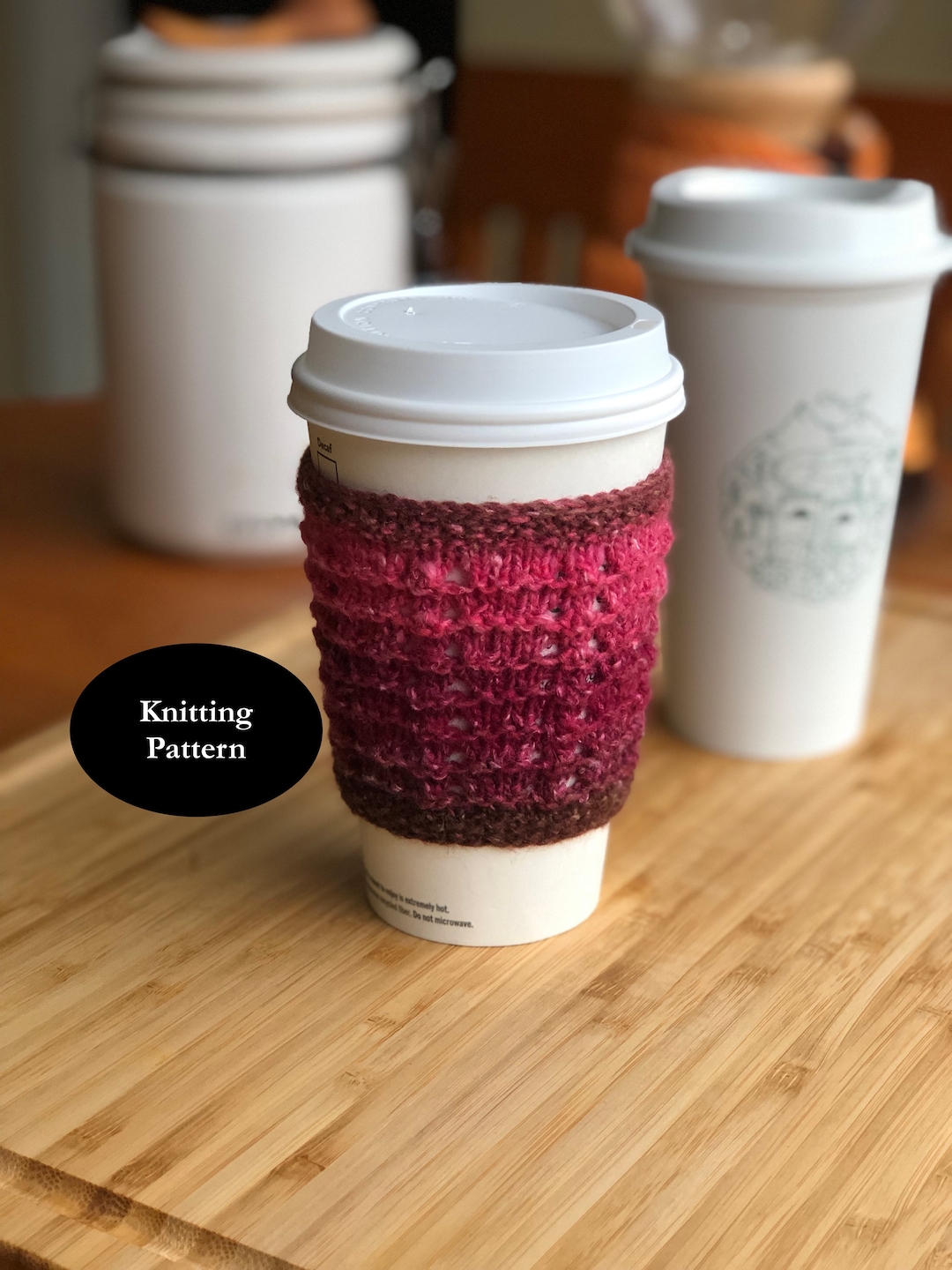 Knitting PDF Pattern for a Cup Cozy or Cup Sleeve in Garter Stitch Lace ...