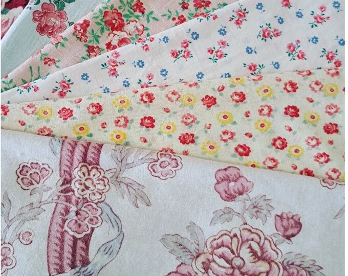Pretty Bundle of Vintage, Antique, French Textiles, French Fabric ...