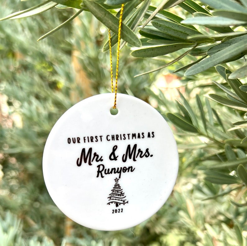 Personalized Black and White Simple Couples First Family Christmas Tree ...