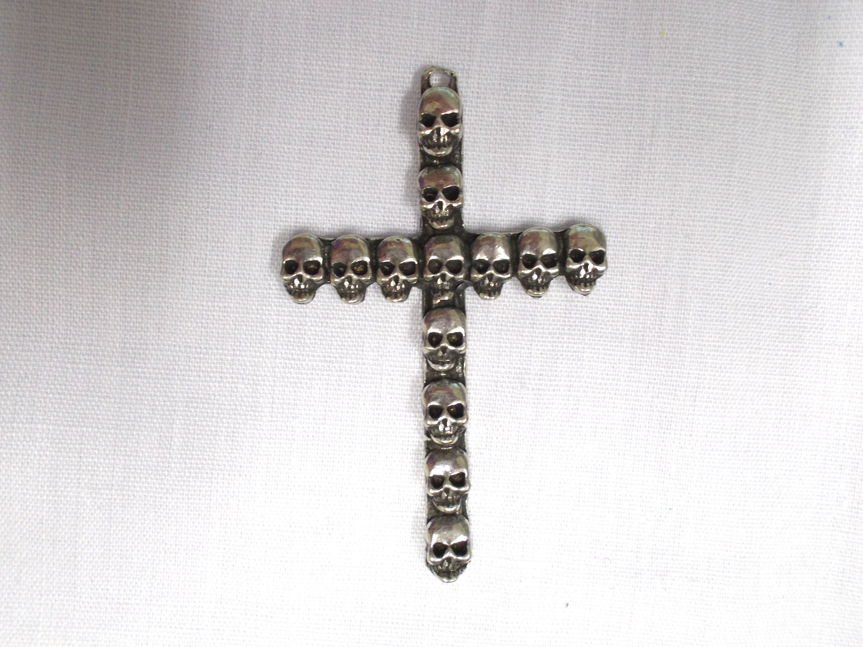 Wicked HUMAN Skull Cross Gothic Large CROSS of Skulls Cast USA Pewter ...