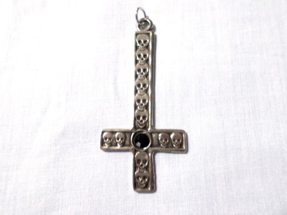 Human Skull Inverted Cross Gothic Style Black Crystal Cast - Etsy