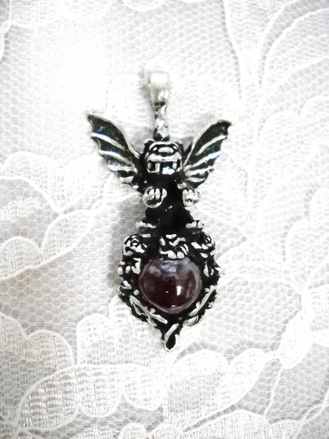 Gothic GARGOYLE Red Glass Orb With Spiny Wings & Awesome Detail Cast ...
