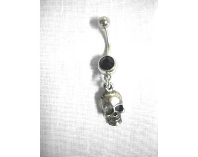 Gothic EVIL SKULL Human Cranium Silver Color Usa Pewter Dangling Charm ...