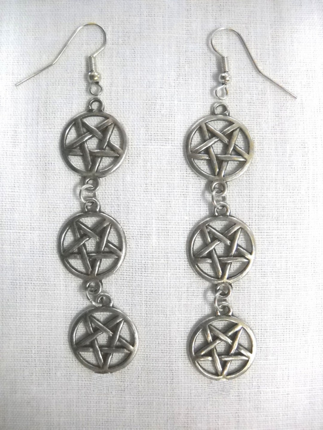 Inverted PENTAGRAM STARS Evil Trinity Occult Worship 3 Charms Linked ...