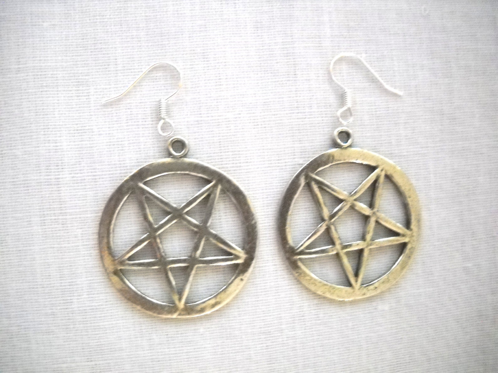 PENTAGRAM STAR Occult Inverted Satanic Ritual USA Silver Pewter Full ...