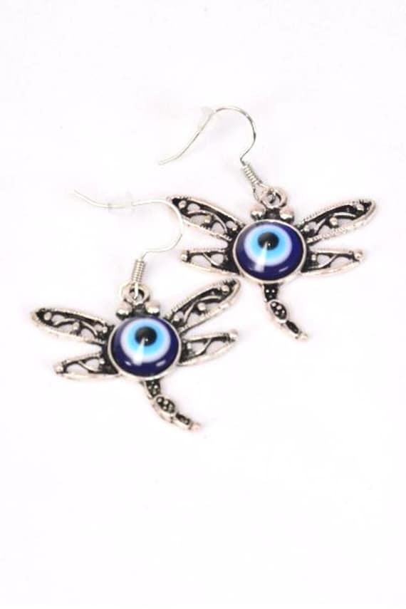 Dragonfly Bug With Evil Eye COBALT BLUE Glass Infinite Eye SP | Etsy