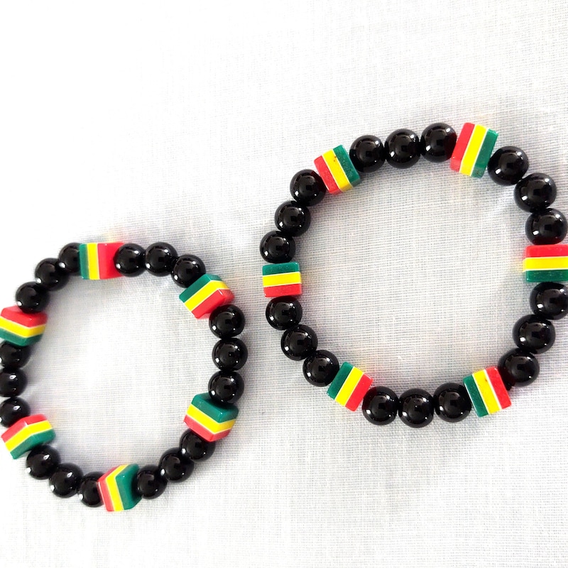 Rasta Bead Bracelet - Etsy
