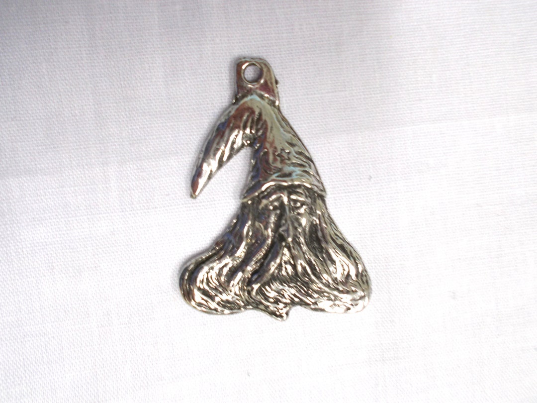MERLIN WIZARD Magician in Moon & Star Cap Raised Face Casting Spells ...