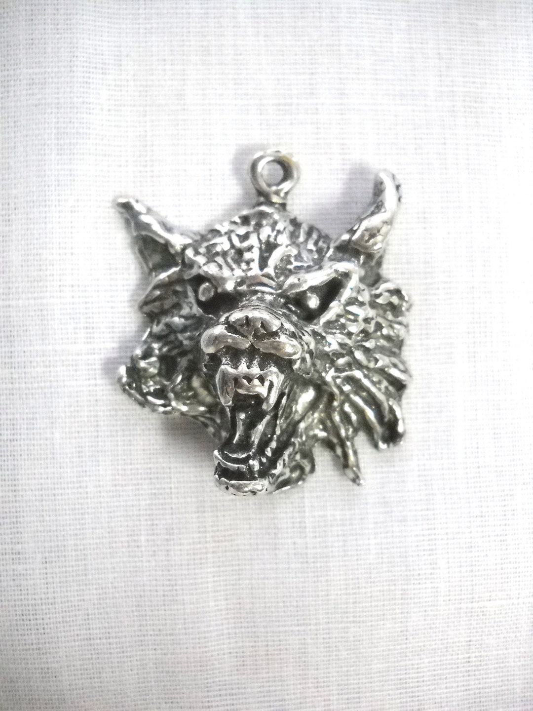 Horror WEREWOLF Wolf Beast Snarling Face American Cast Pewter Pendant ...