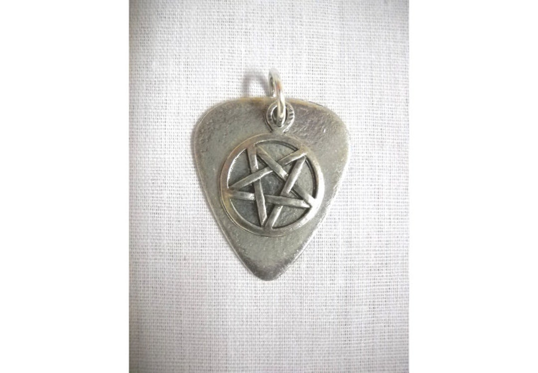 Solid Cast Pewter Guitar Pick & Satanic Pentagram Star Occult Worship ...