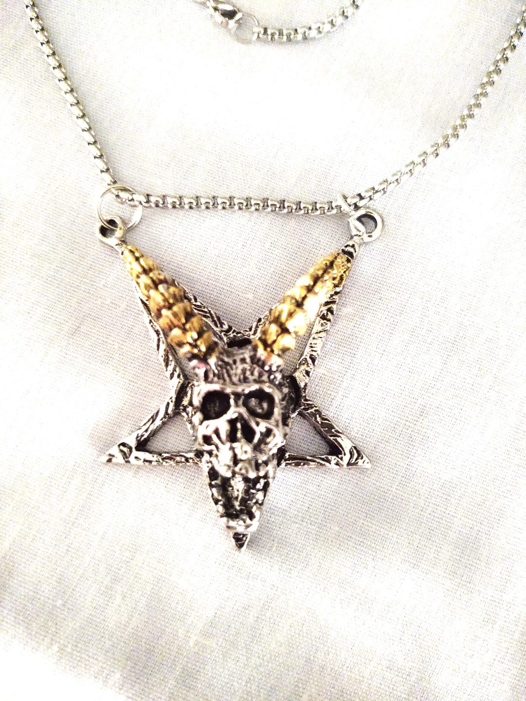 Unholy Satanic Occult BAPHOMET Skull Pentagram Devil Worship Evil Steel ...