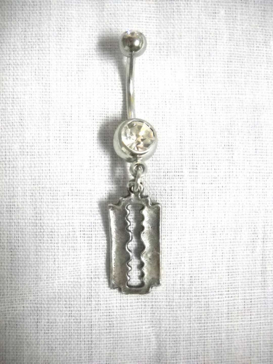 Realistic RAZOR BLADE Small Pewter Punk Rock Goth Charm on Dazzling ...