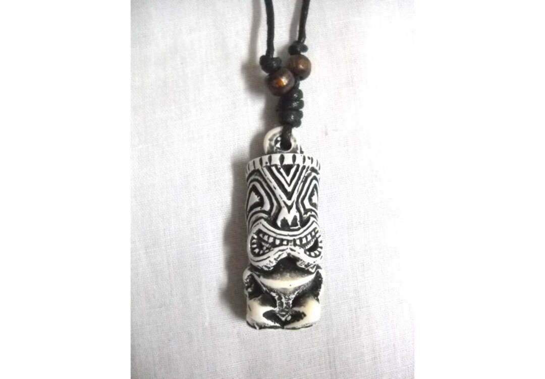 3D Lucky TIKI Man / TIKI Dude Island Surf Amulet White With Black ...