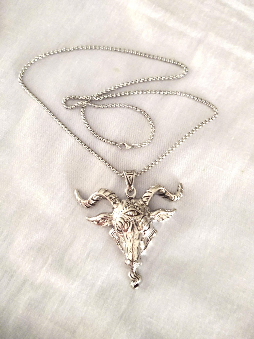 Occult BAPHOMET Devil Worship Evil HUGE Steel Pendant Dark Ritual 22 ...