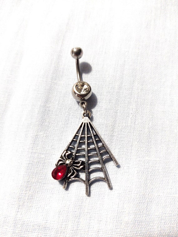 SPIDER in SPIDER WEB With Red Crystal Teadrop Realistic - Etsy
