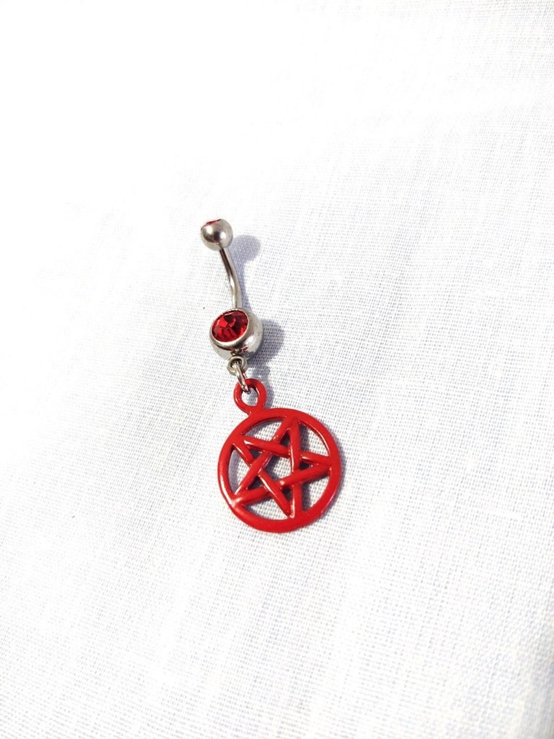 Red PENTAGRAM Star Pewter Evil Satanic Occult Ritual 5 Point Round ...