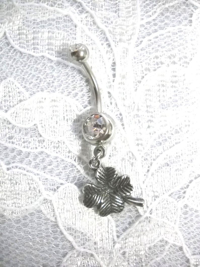 Hand Cast Silver Pewter Four Leaf CLOVER Dangling Charm on - Etsy