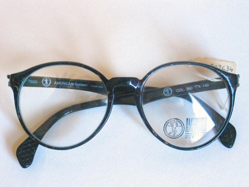 American System Round Dark Green Eyeglasses Frame Made in the 80's in ...