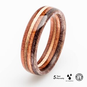 Custom Recycled Skateboard Ring - Wooden Ring - Design Your Own Colors ...