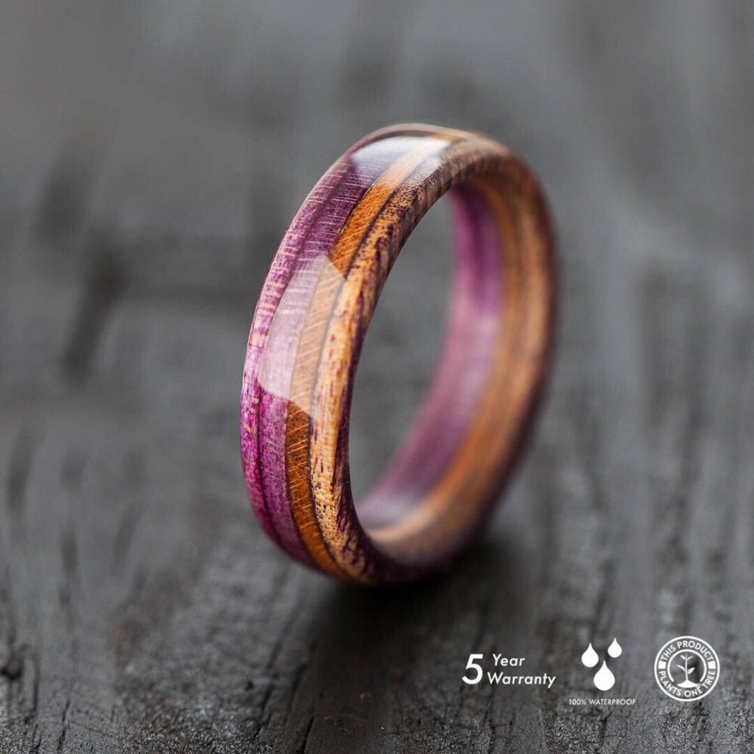 Purple Wooden Ring - Skateboard Ring - Skateboard - Gift - Recycled ...